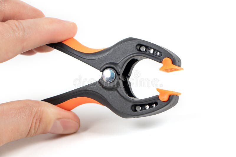 Plastic Spring Clamp Isolated on White Background. Clamping Equipment ...