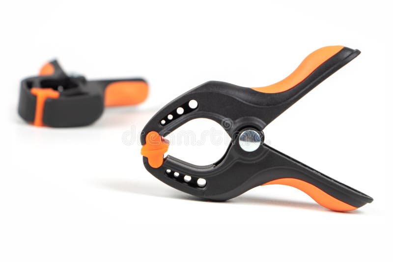 Plastic Spring Clamp Isolated on White Background. Clamping Equipment ...