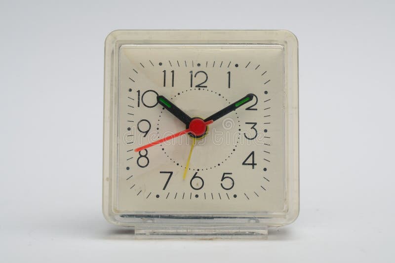 Plastic square alarm clock stock photo. Image of vintage - 224866150