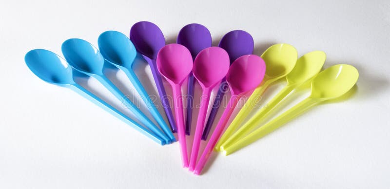 Plastic and Stacked Spoons. Stock Photo - Image of plastic, colors ...