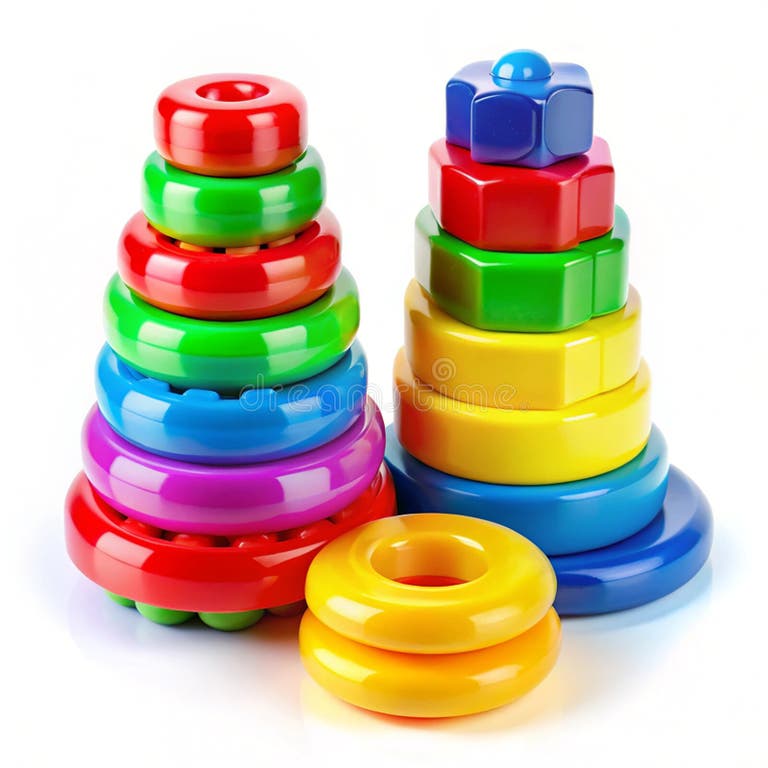 Plastic Stacking Toy Set with Interlocking Pieces Stock Illustration ...