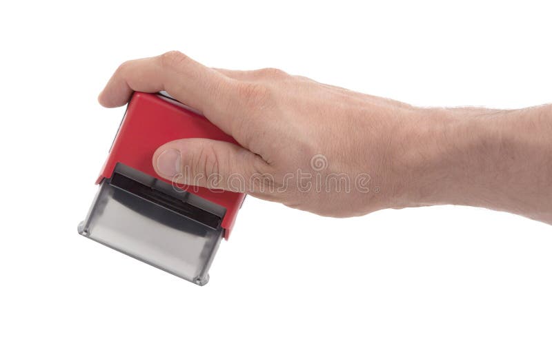 Plastic Stamp in Hand, Isolated Stock Image - Image of office ...