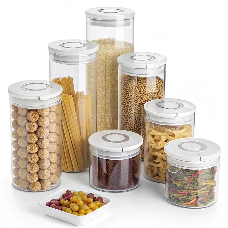 Plastic Storage Jars for Pantry Stock Illustration - Illustration of pantry, airtight: 366941125