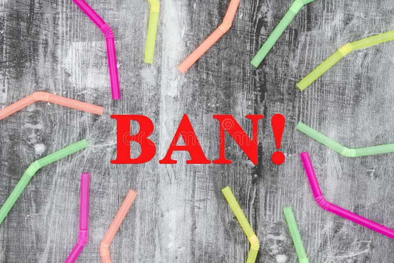 Plastic Straw Ban Message with Multi Colored Plastic Straws Stock Image ...