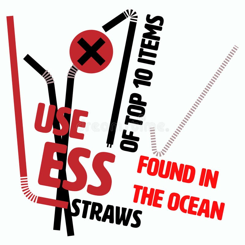 Use less Plastic Straw stock vector. Illustration of litter - 187662274