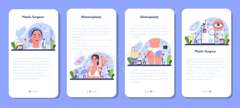 Plastic Surgeon Mobile Application Banner Set. Idea of Body and Face ...