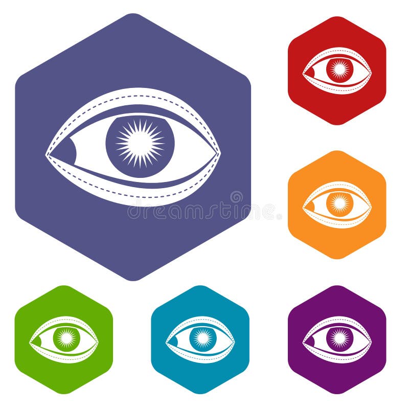 Plastic Surgery of Eye Icons Set Hexagon Stock Vector - Illustration of ...