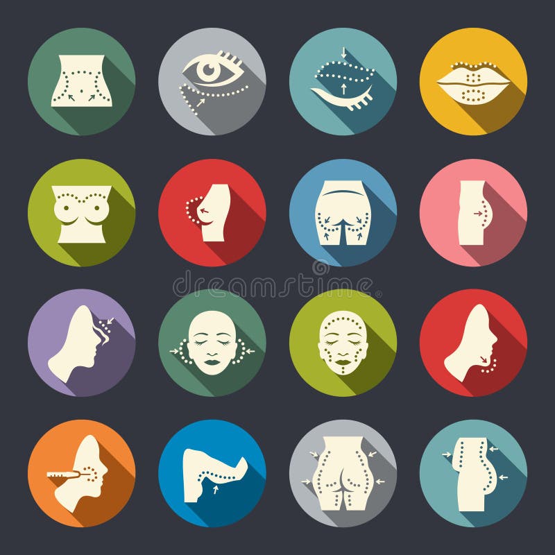 Plastic surgery icons stock vector. Illustration of icon - 97218892