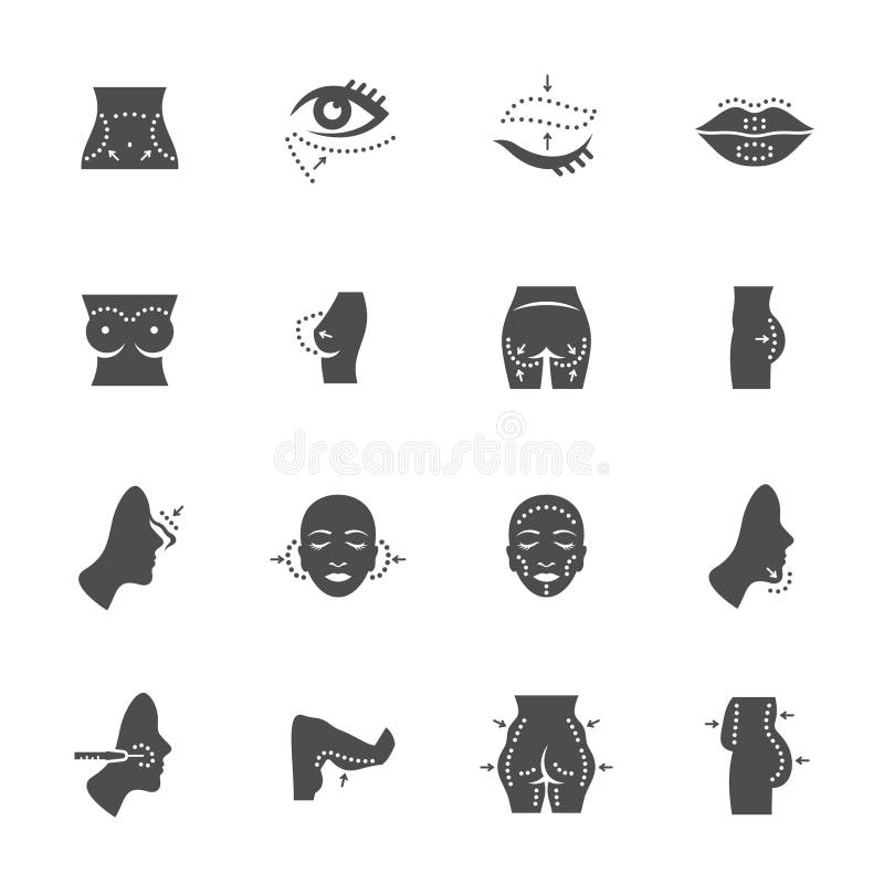 Plastic surgery icons stock vector. Illustration of beauty - 97218987