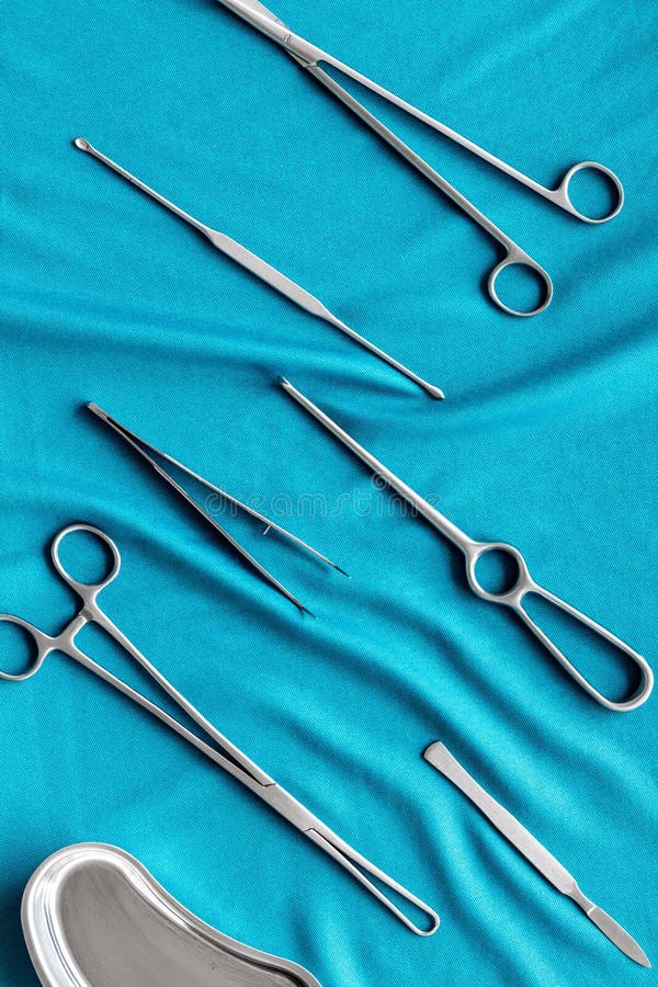 Plastic Surgery. Instruments for Beauty Operations on Blue Background ...