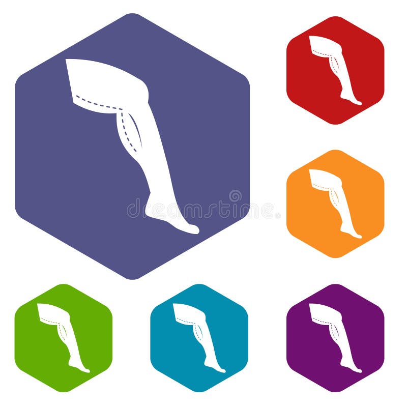 Plastic Surgery of Legs Icons Set Hexagon Stock Vector - Illustration ...