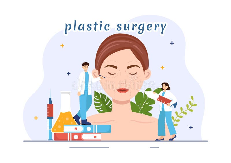 Plastic Surgery Vector Illustration of Medical Surgical Operation on ...