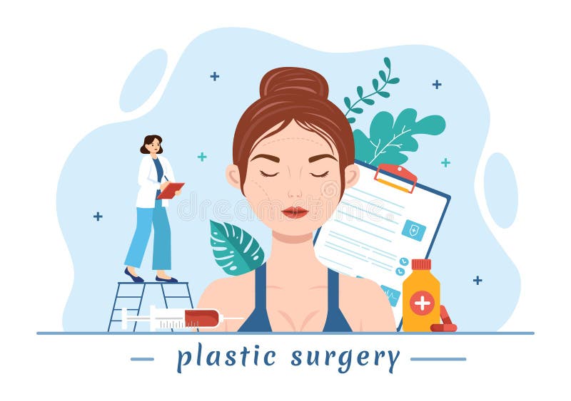 Plastic Surgery Vector Illustration of Medical Surgical Operation on ...