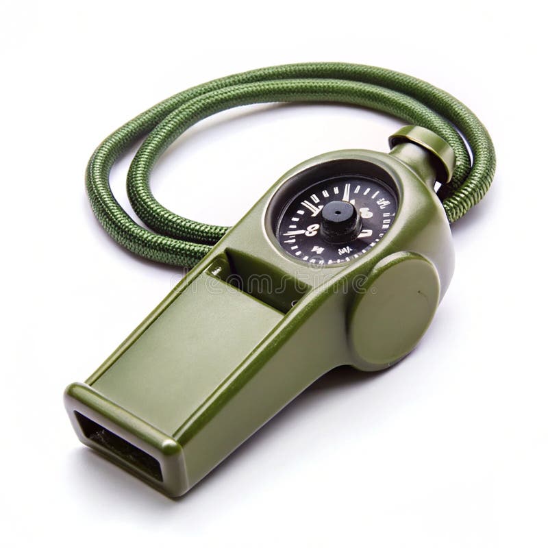 Plastic Survival Whistle with Built-in Compass Stock Illustration ...