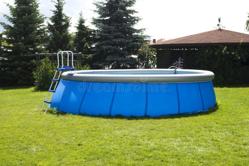 Backyard Inflatable Children Swimming Pool Stock Photo - Image of ...