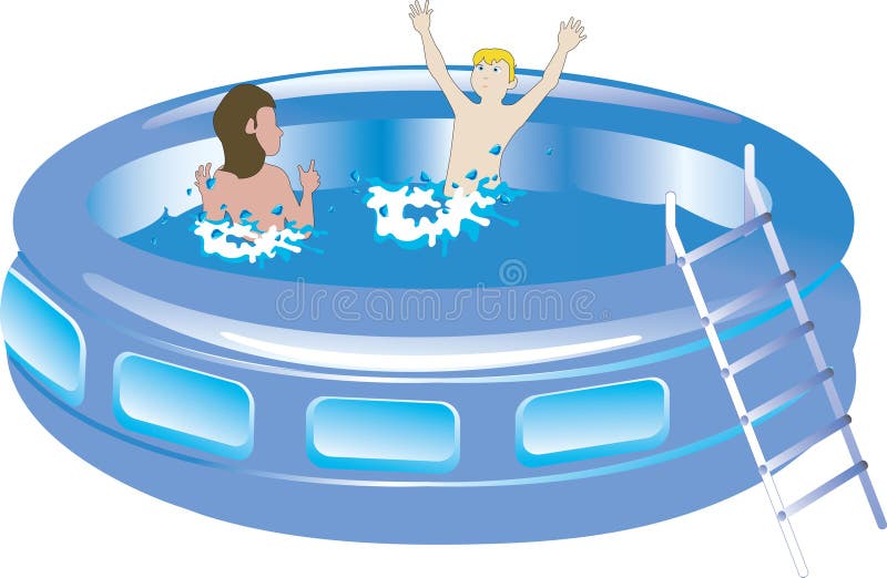 Plastic Swimming Pool with Kids Stock Vector - Illustration of white ...
