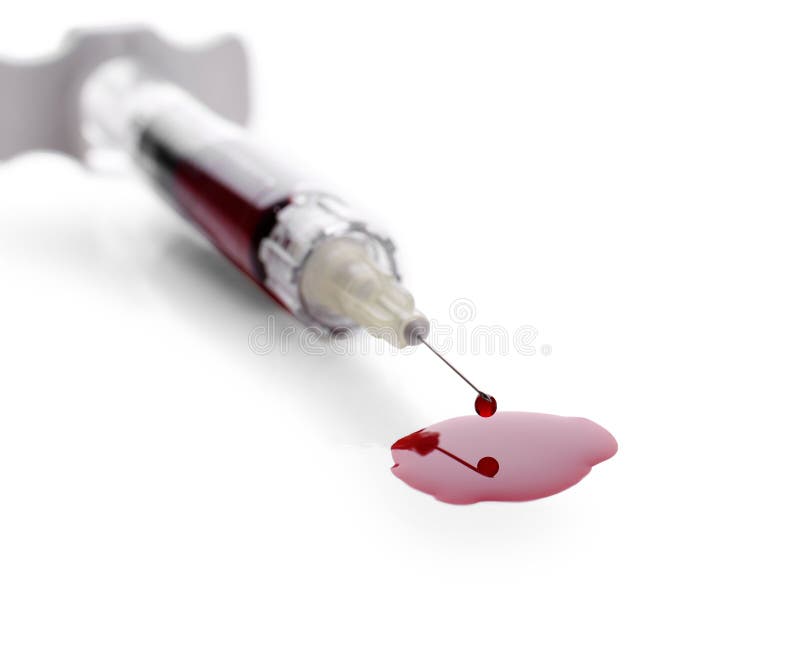 Plastic Syringe with Blood on White Background Stock Photo - Image of ...