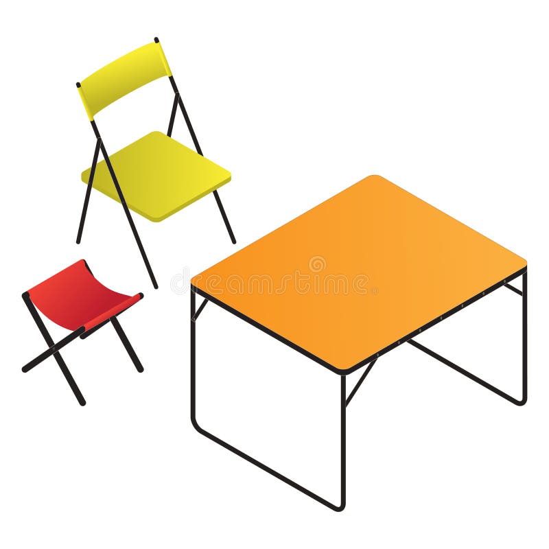 Plastic table and chair stock illustration. Illustration of isometry ...