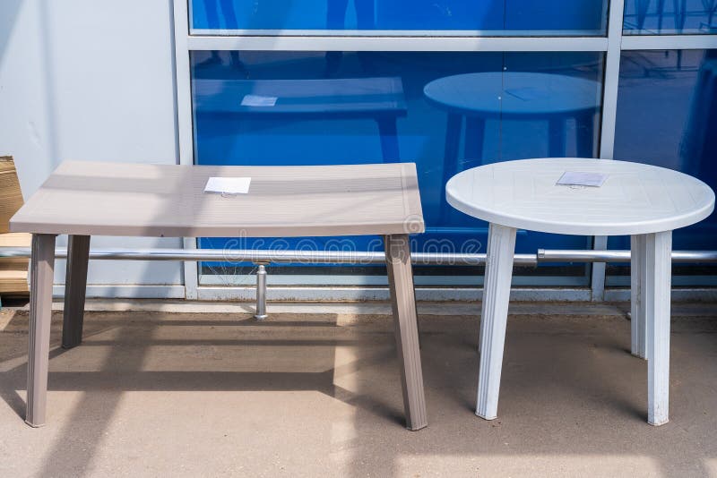 Plastic Table for Personal Plot. Weatherproof Furniture Stock Image ...