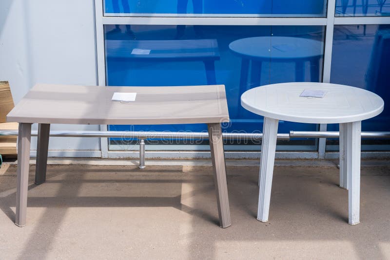 Plastic Table for Personal Plot. Weatherproof Furniture Stock Image ...