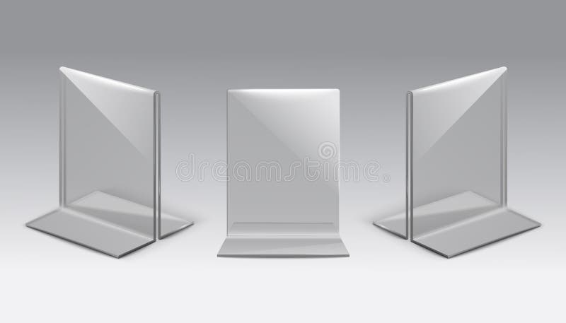 Plastic Table Stand or Tent Realistic Vector Illustrations Mockup Set ...