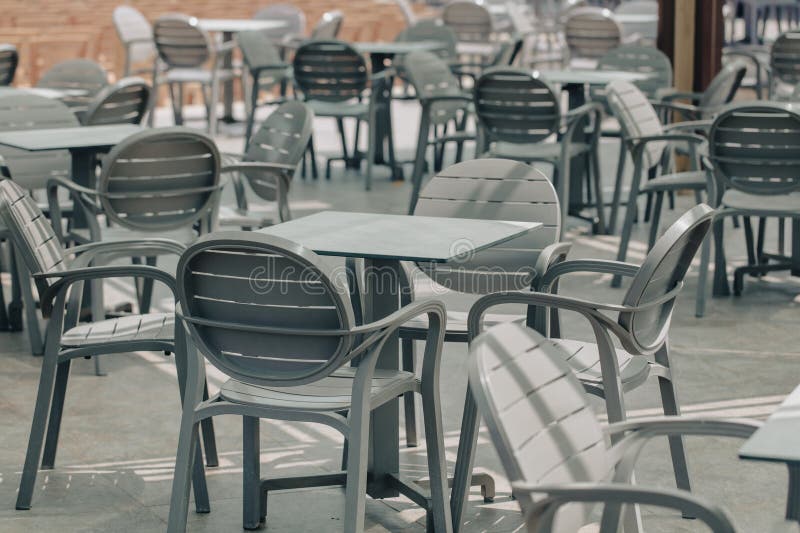 Plastic Tables with Chairs in a Restaurant Stock Image - Image of relax ...