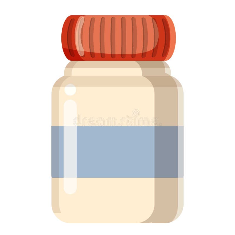 Plastic Tablet Jar Icon, Cartoon Style Stock Vector - Illustration of ...
