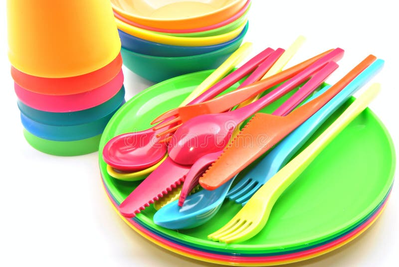 Plastic tableware stock photo. Image of bowls, knife - 23291008