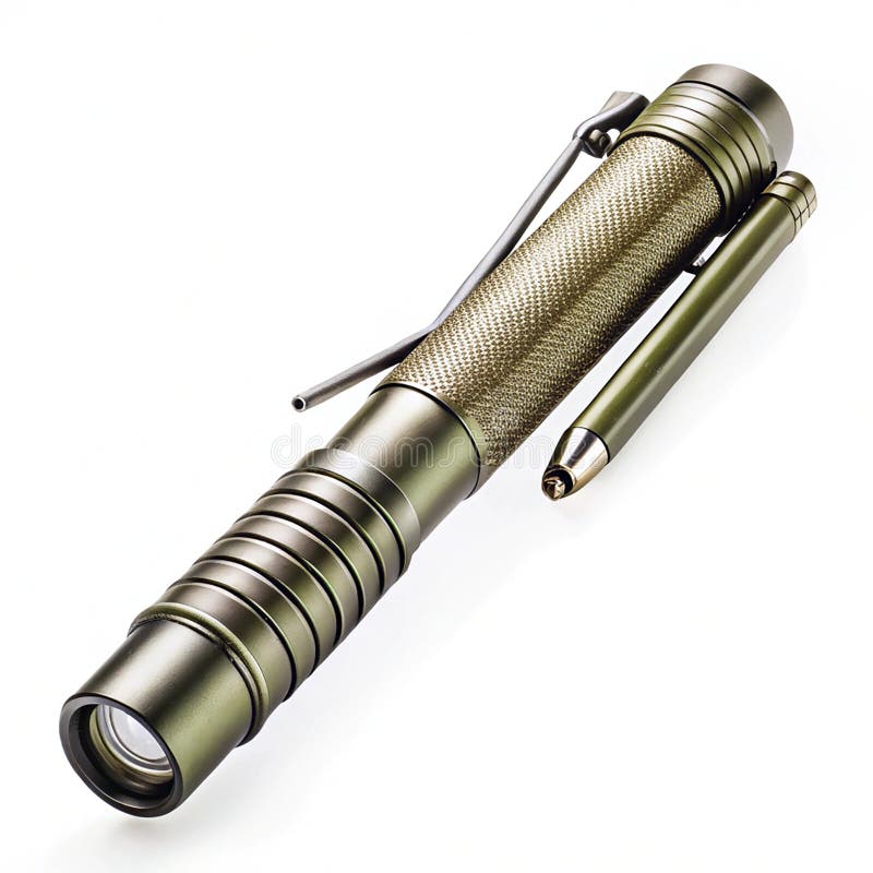 Plastic Tactical Pen with Built-in Flashlight Stock Illustration ...