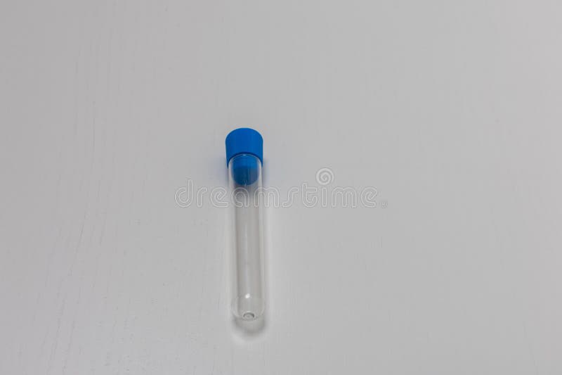 Plastic Test Tube with Blue Cap on White Background Stock Photo - Image ...