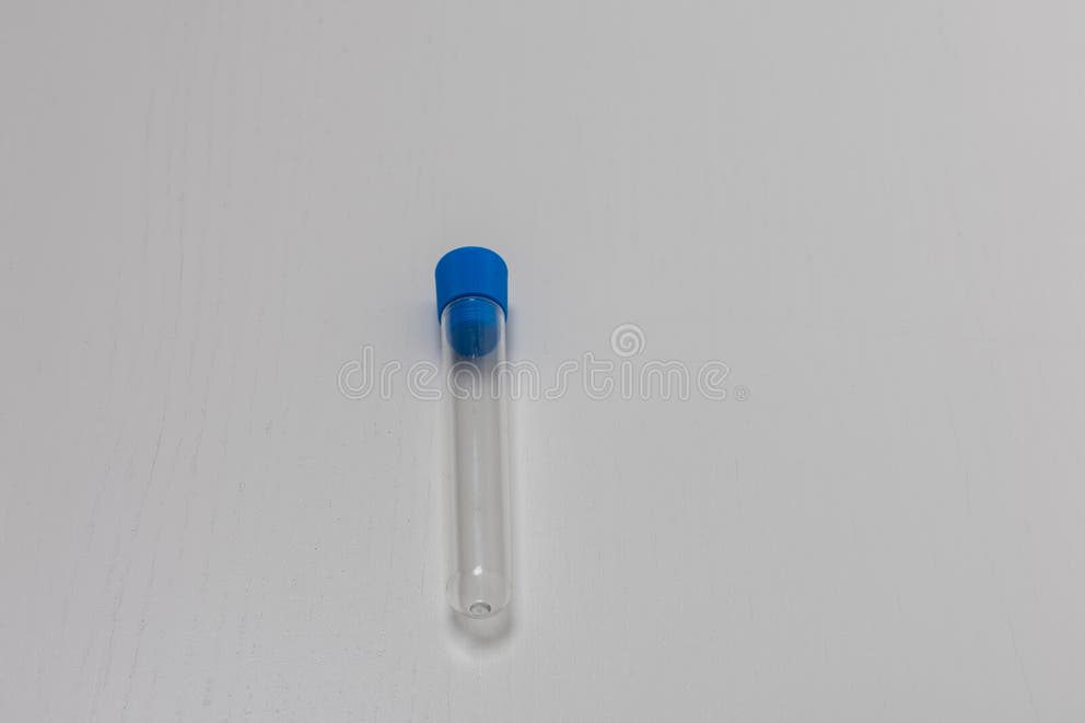 Plastic Test Tube with Blue Cap on White Background Stock Photo - Image ...