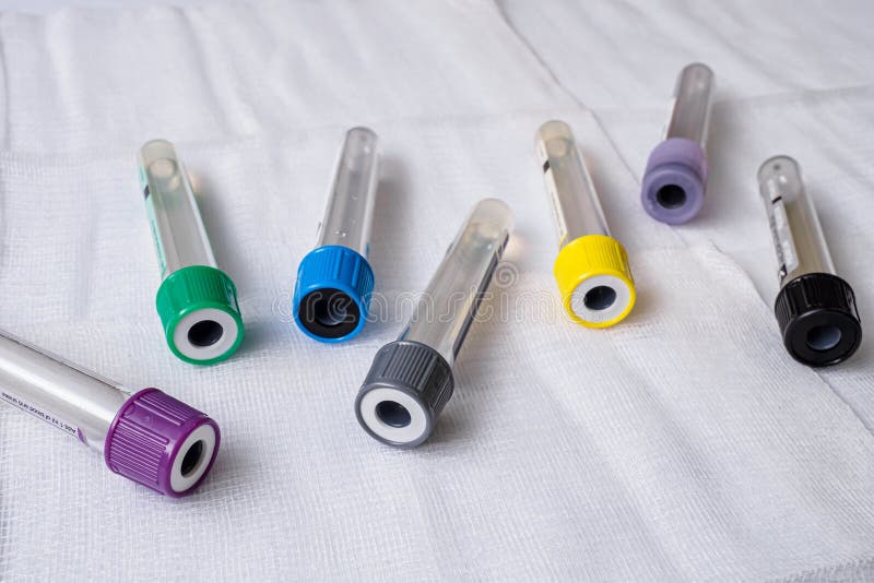 Plastic Test Tubes with Caps for the Collection of Samples. Blood ...