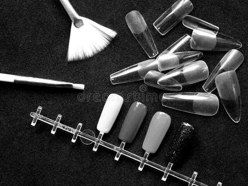 Plastic Tips for Nail Extensions, Artificial Nails. Black and White ...
