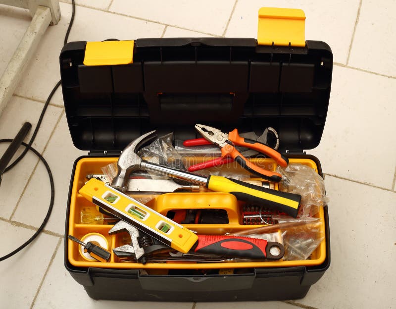 Plastic tool box stock photo. Image of handle, improvement - 112646522
