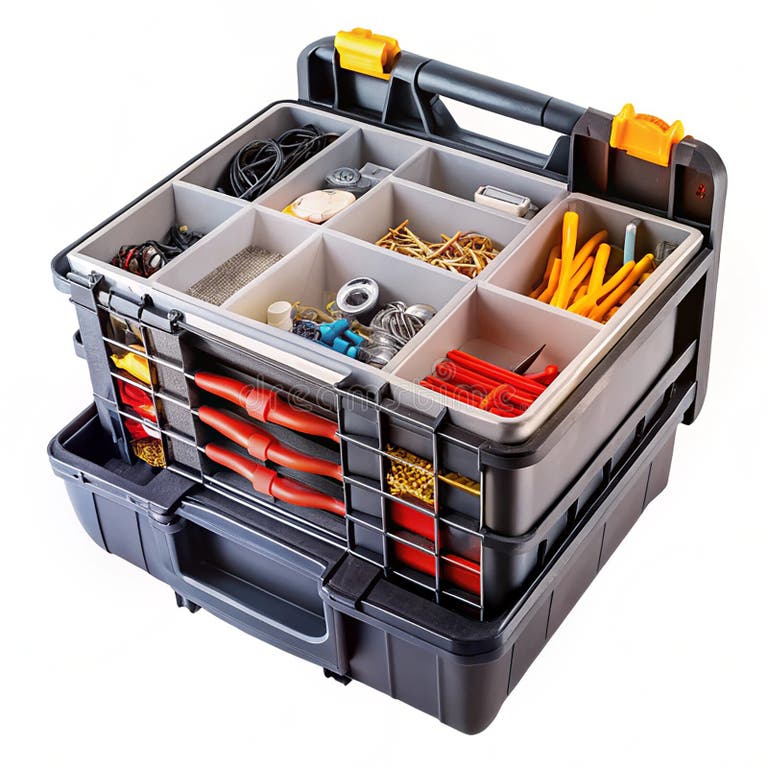 Plastic Tool Storage Organizer with Adjustable Compartments Stock ...