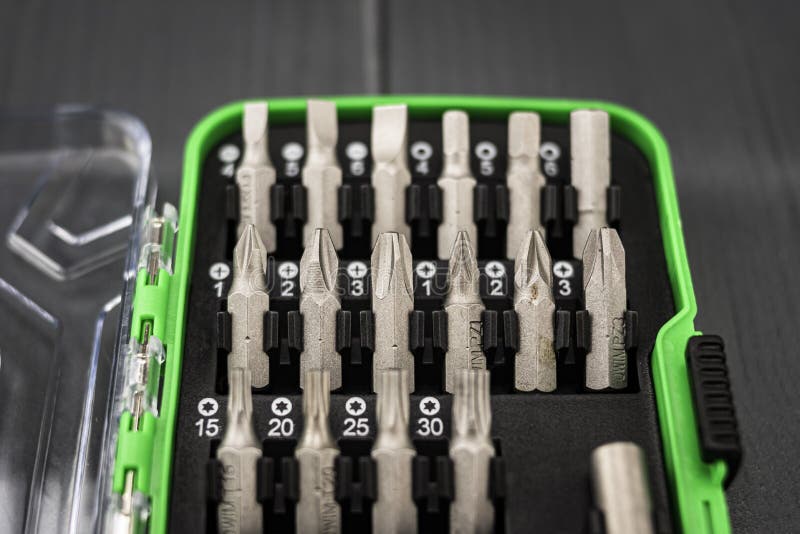 Toolbox with Fixed Interchangeable Screwdriver Tips Stock Image - Image ...
