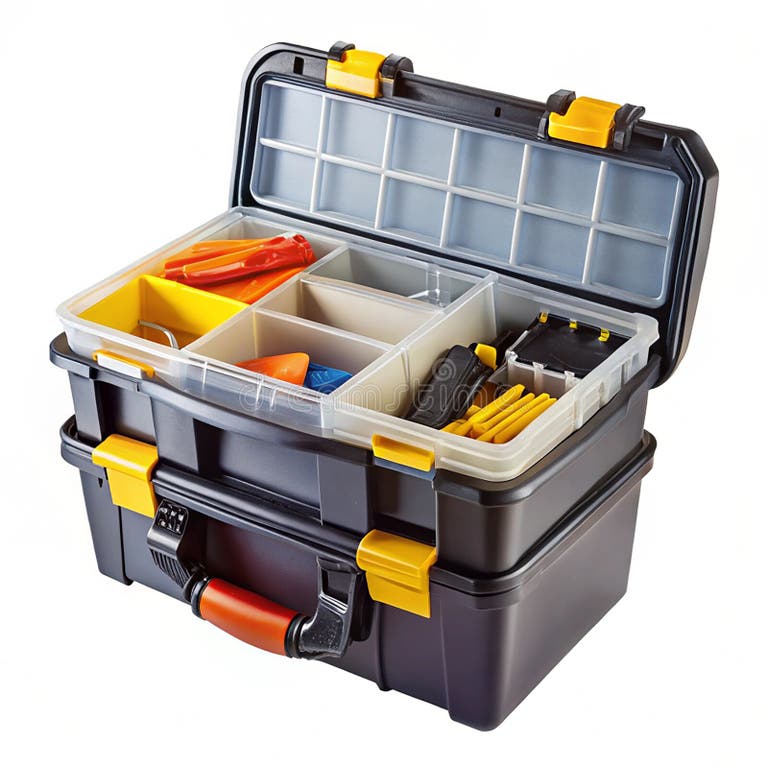 Plastic Toolbox Organizer with Removable Compartments Stock ...