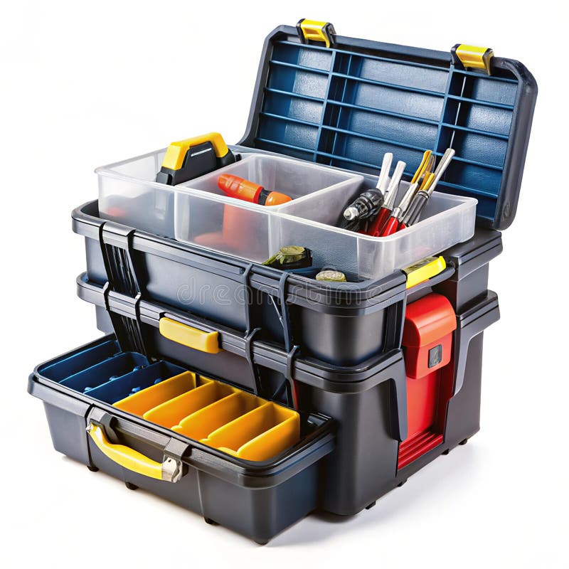 Plastic Toolbox Organizer with Removable Compartments Stock ...