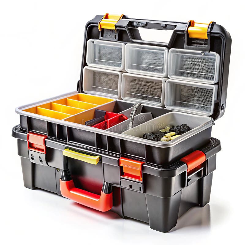 Plastic Toolbox Organizer with Removable Compartments Stock ...