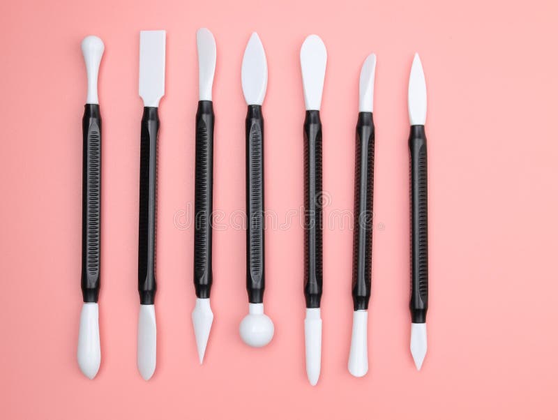 Set of Modern Pottery Tools on a Pink Background. Stock Photo - Image ...