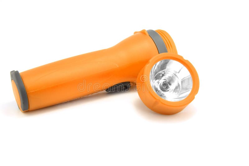 Plastic Torch Flashlight Isolated Stock Image - Image of back, isolate ...