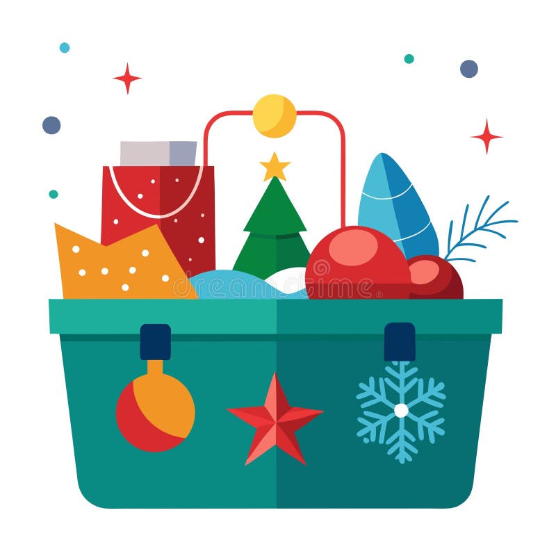 Plastic Tote Filled with Christmas Decorations in a Storage Room Stock ...