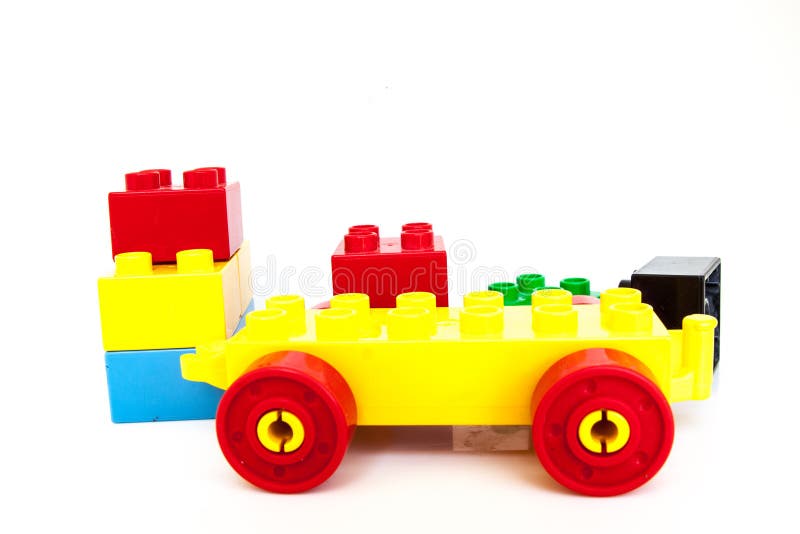Plastic Toy Blocks on White Background Stock Image - Image of ...