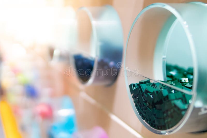 Plastic Toy Bricks Inside Self Service Container Shelf Stock Photo ...