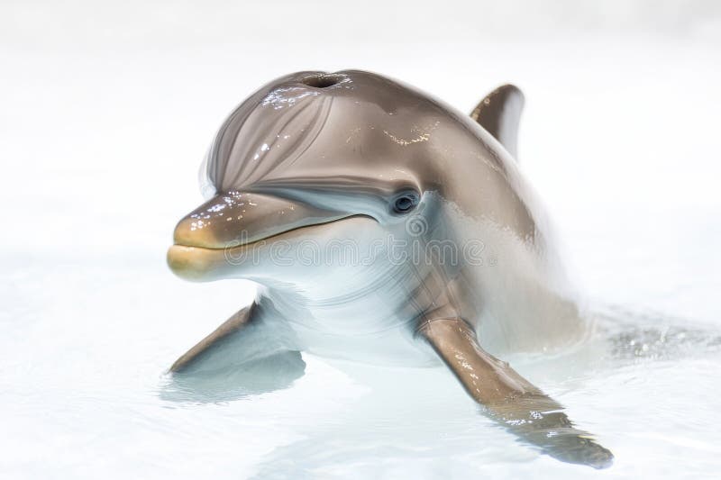 A Plastic Toy Dolphin Swims in a Pool of Still Water Stock Image ...