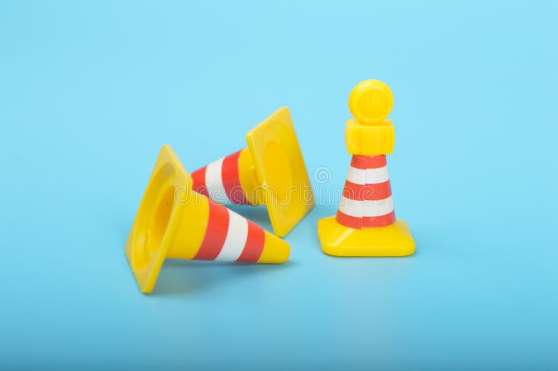 Plastic Traffic Cone Isolated on a Blue Background. Copy Space for the ...