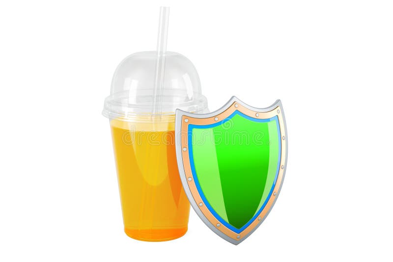 Plastic Transparent Disposable Cup with Drink with Shield, 3D Rendering ...