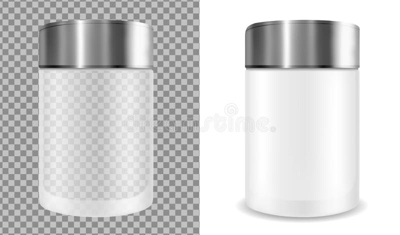 Plastic Transparent Jar with Black Cap. Packaging for Cosmetics Stock ...