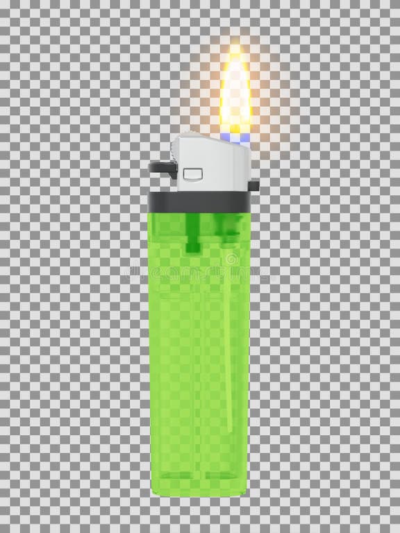 Plastic Transparent Lighter with Lit Flame Stock Vector - Illustration ...
