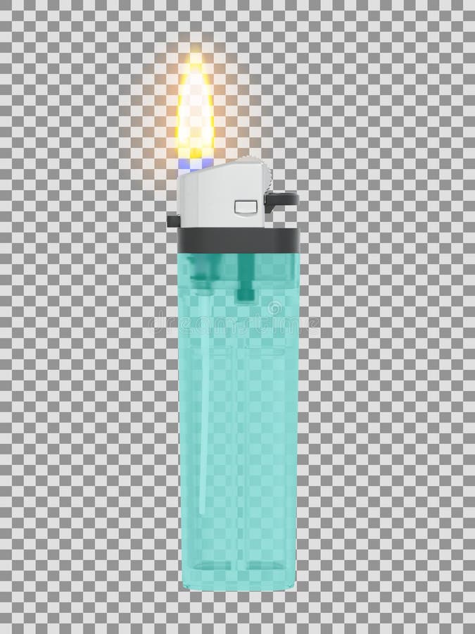 Plastic Transparent Lighter with Lit Flame Stock Vector - Illustration ...